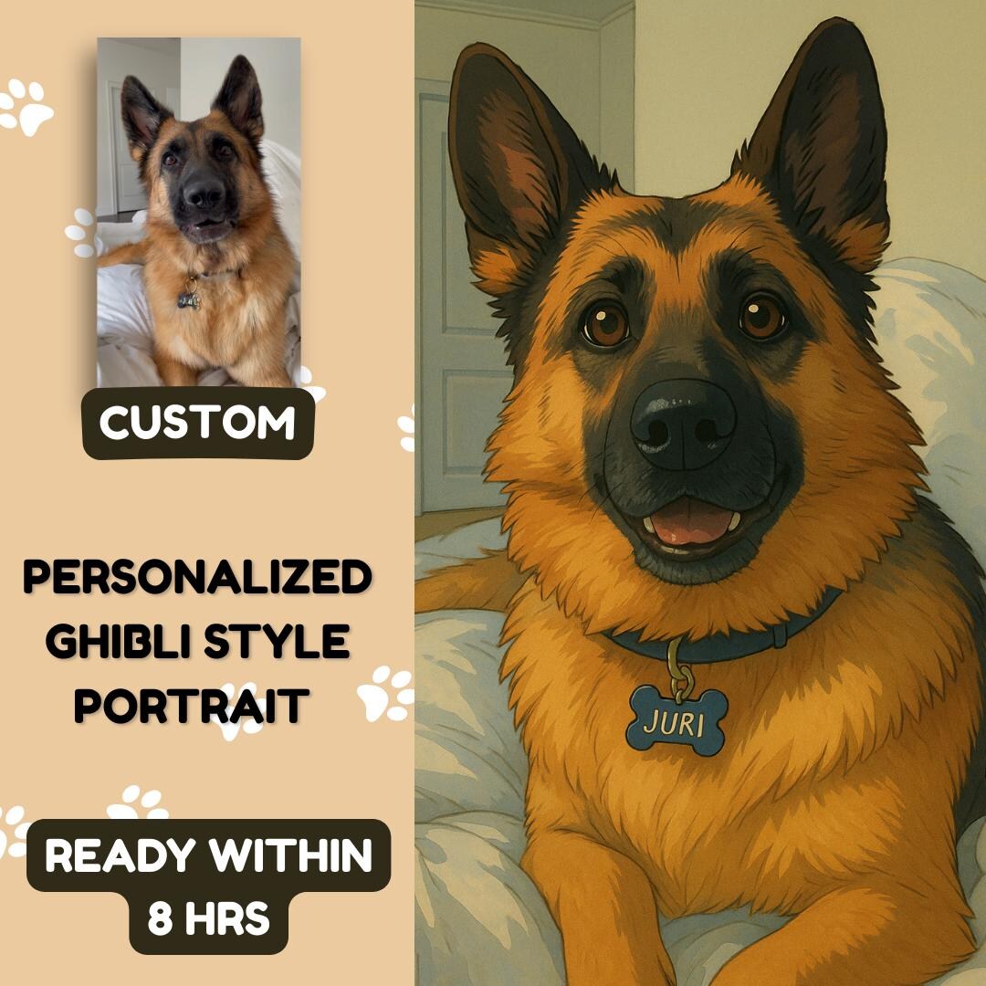 Custom Ghibli Pet Portrait, Personalized Ghibli Illustration of Your ...