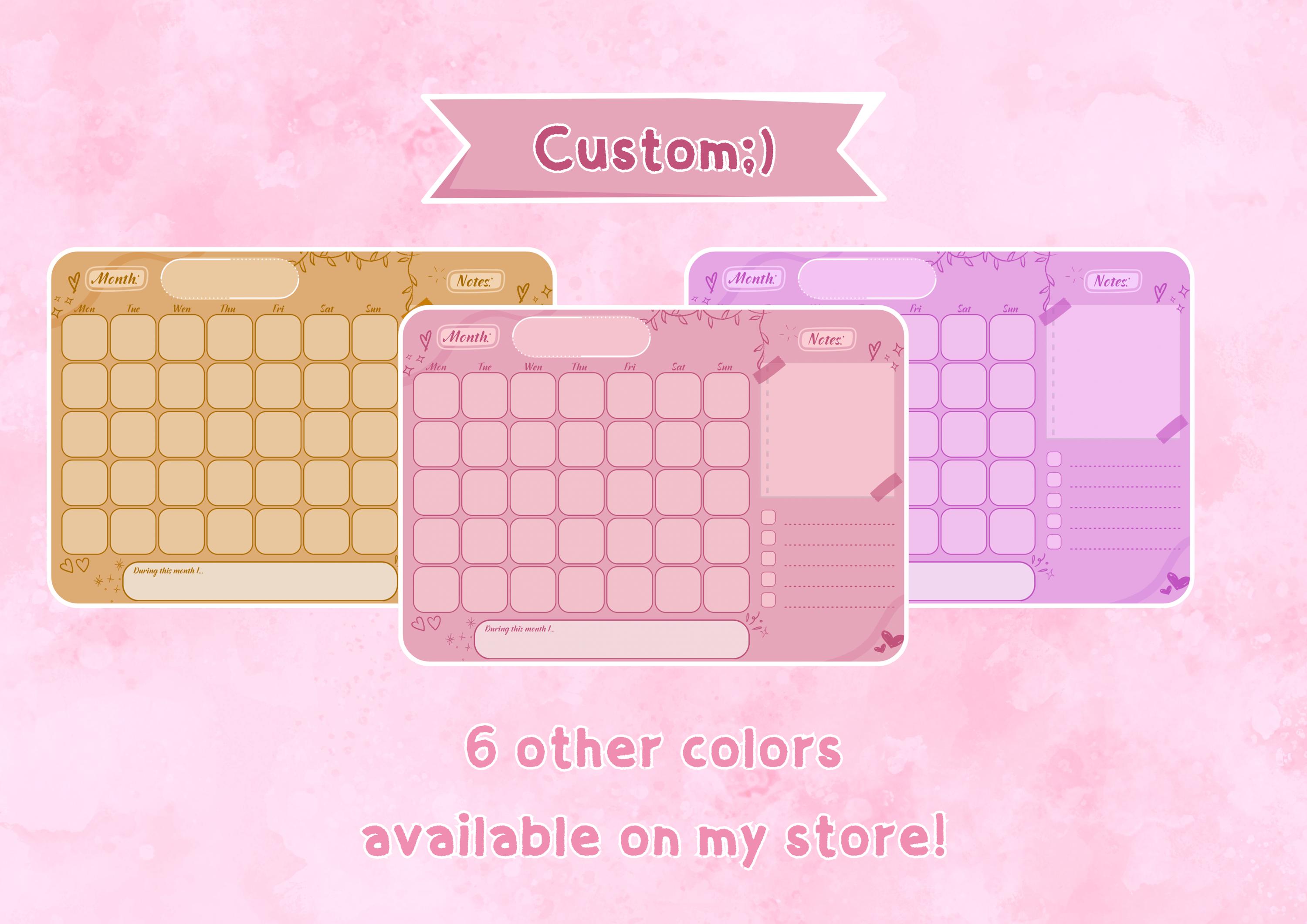 My Girly Calendar – Printable Weekly & Monthly Planner 2025 | Aesthetic ...