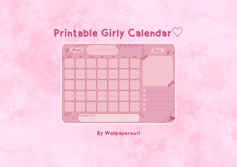 My Girly Calendar – Printable Weekly & Monthly Planner 2025 | Aesthetic ...