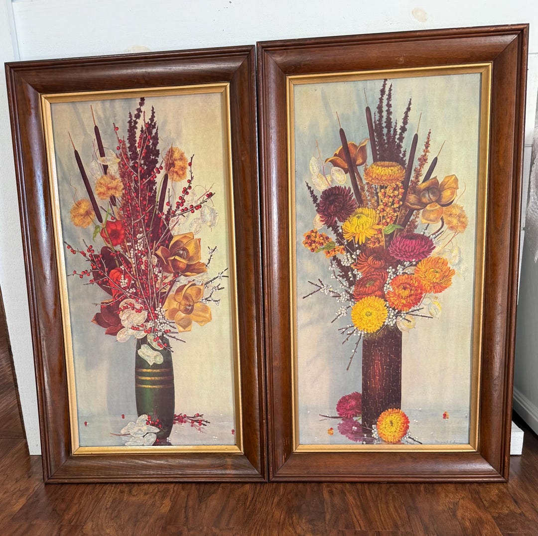 A Vintage Pair of Prints in Wood Frames by Marjorie E. G. Swinson - Etsy