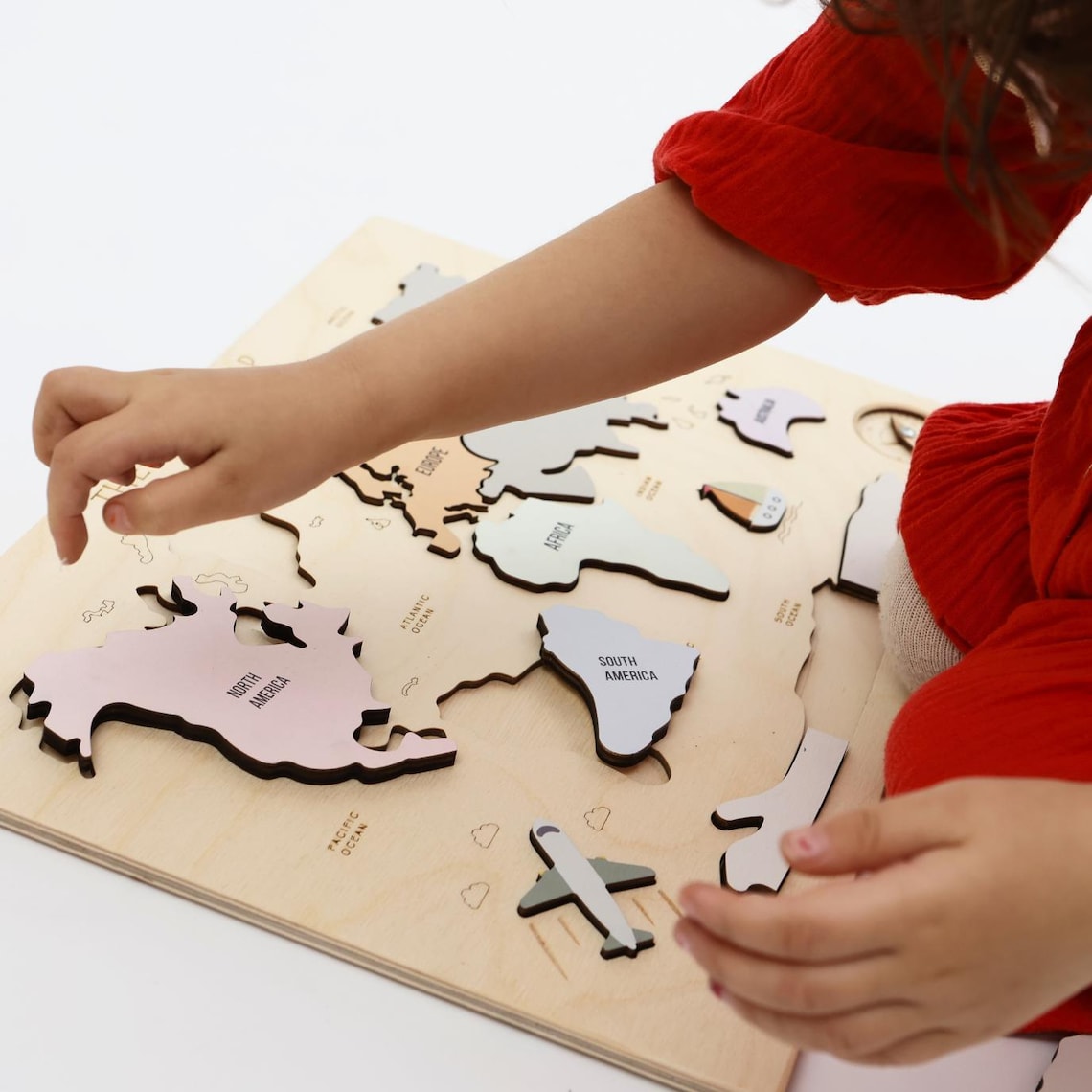 World Map Montessori-style Wooden World Puzzle for Kids (ages 3+) – Non ...
