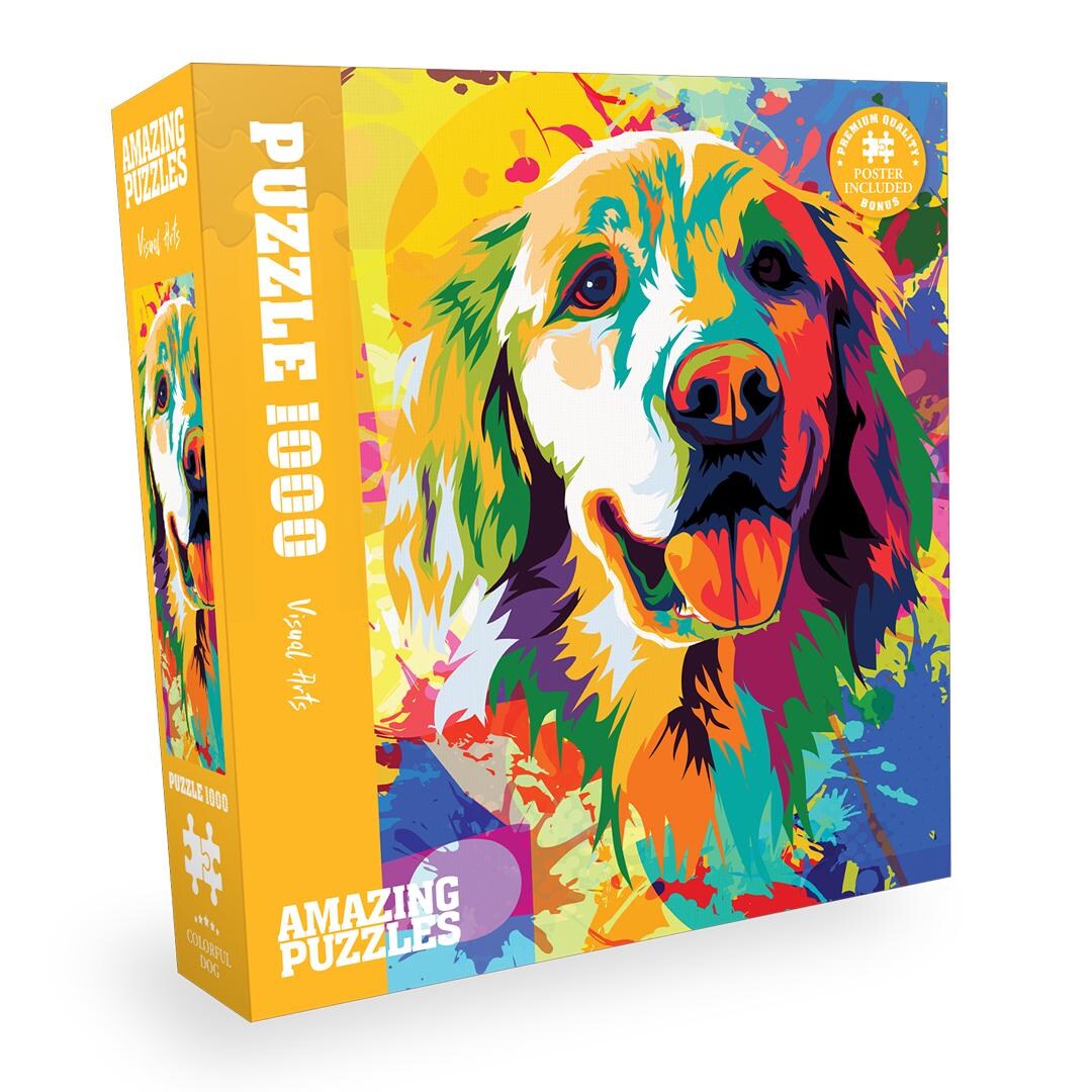 Colorful Dog Golden Retriever 1000 Piece Jigsaw Puzzle for Kids and ...