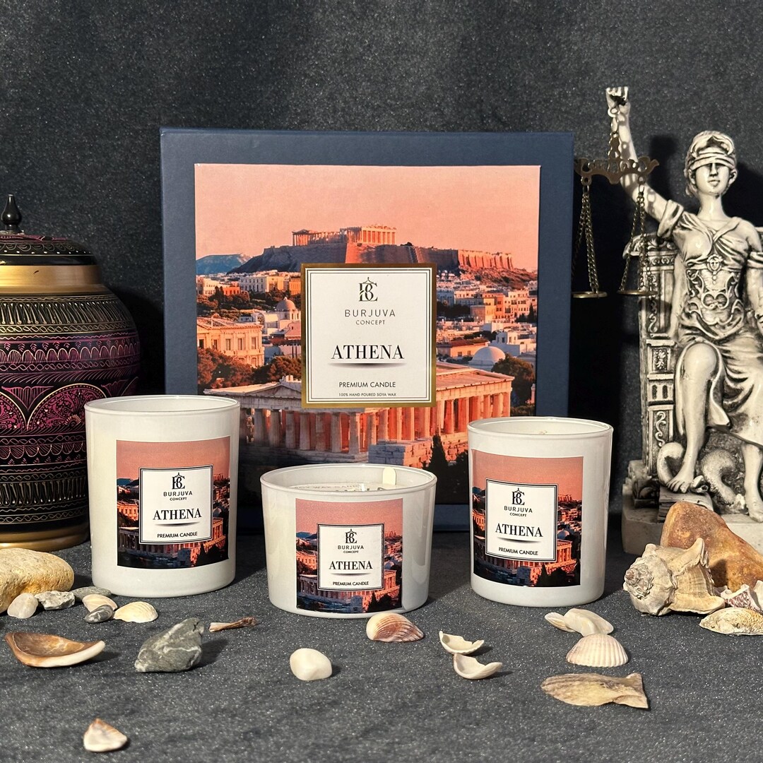 Athens Candle Set of 3, Olive Leaf & Jasmine, Ancient Greece Gift Box ...