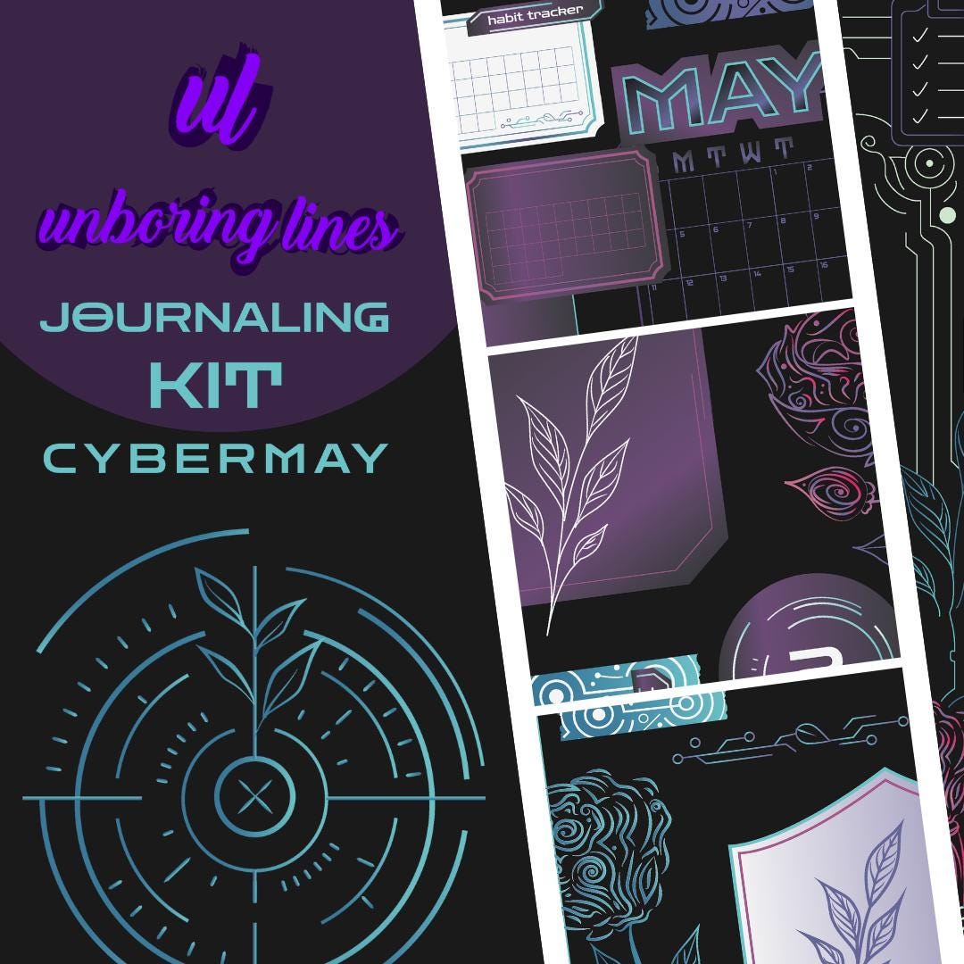 Cybermay Planner Kit – Cyberpunk-inspired Printable Journal Elements - Etsy