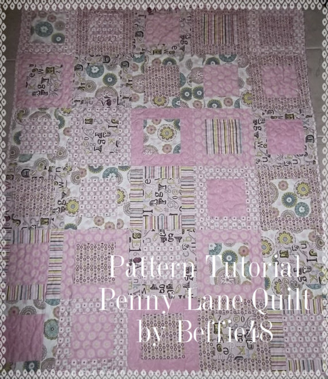 Quilt Pattern, Penny Lane, Framed Block Quilt Pattern Tutorial With ...