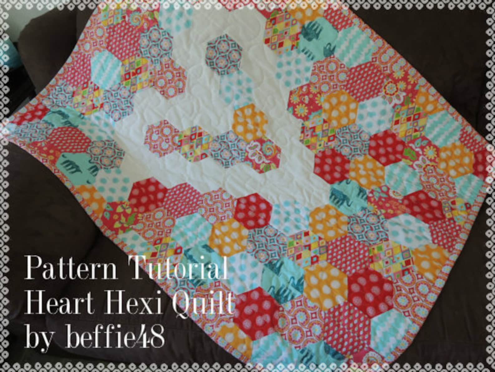 Quilt Pattern, Heart Hexagon, Tutorial Pdf. Use a Jelly Roll, Easy to ...