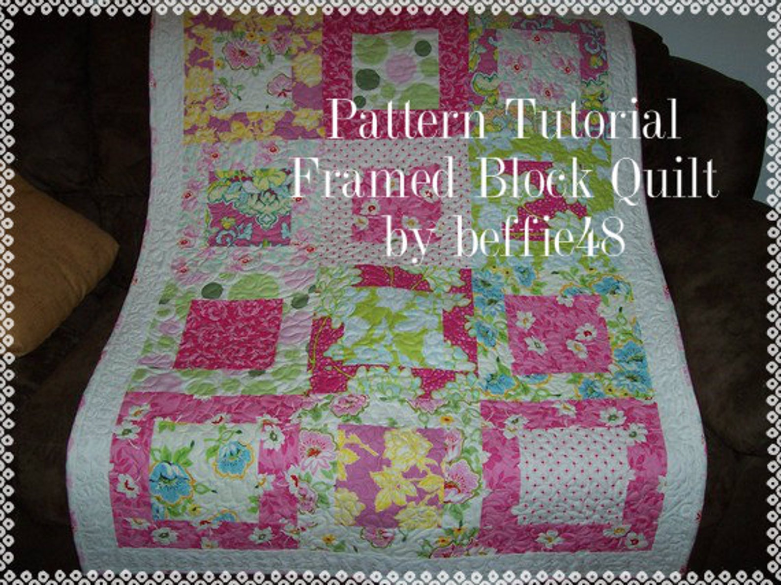 Large Framed Block Style Quilt Pattern Tutorial Pdf. - Etsy
