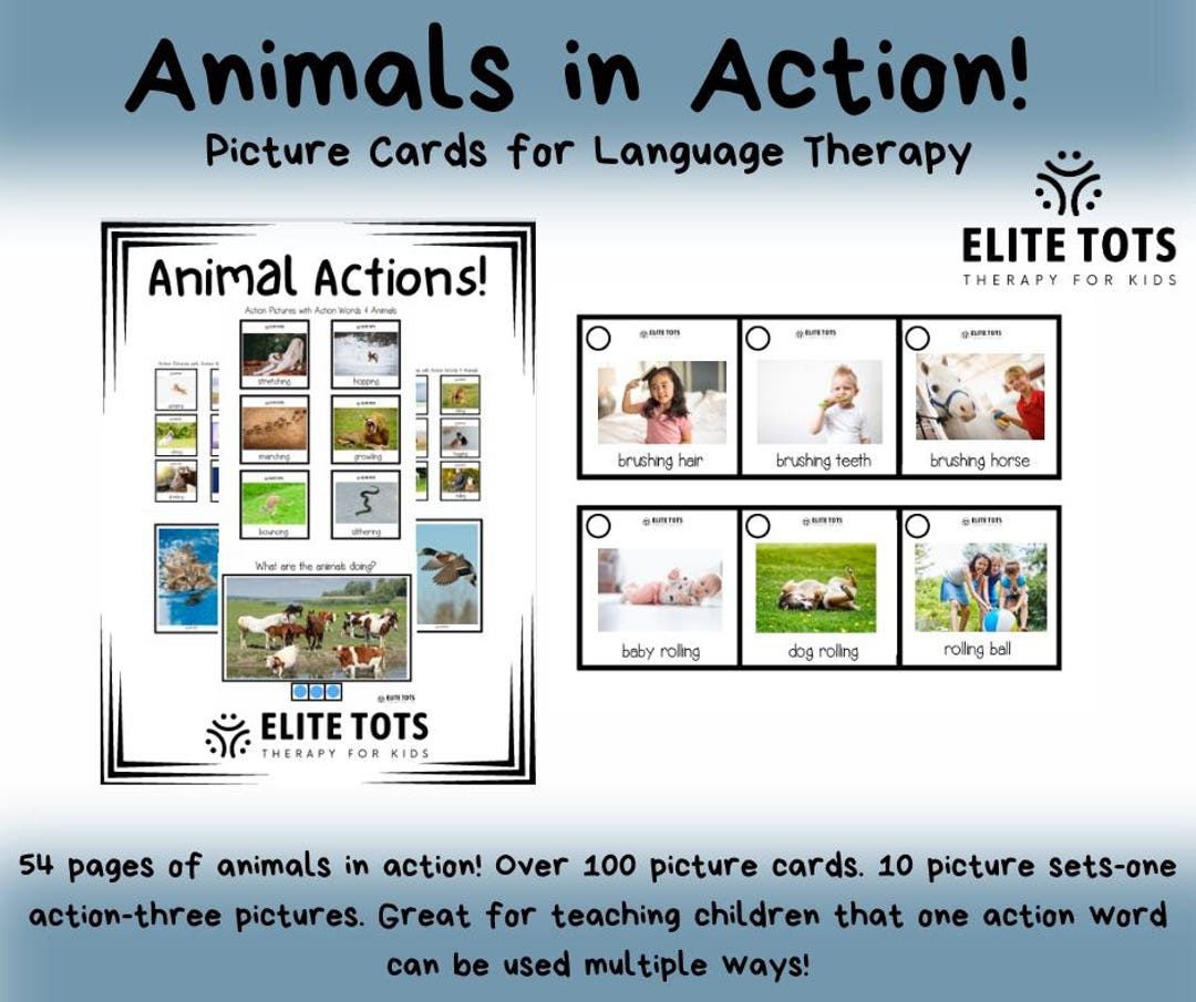 Animal Action Picture Cards for Language Therapy - Etsy