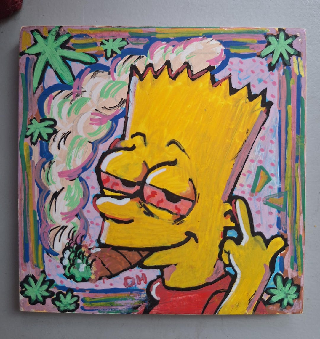 The Simpsons | Bart Simpson | 4x4 Wood Panel | Posca Painting ...