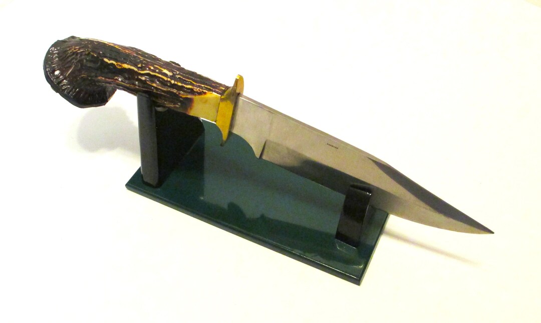 Large Fixed Blade Knife Display Stand - Gloss Hunter Green Woodgrain ...
