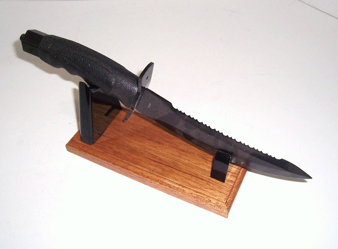 Large Fixed Blade Knife Display Stand - Solid Mahogany Base, Gloss ...
