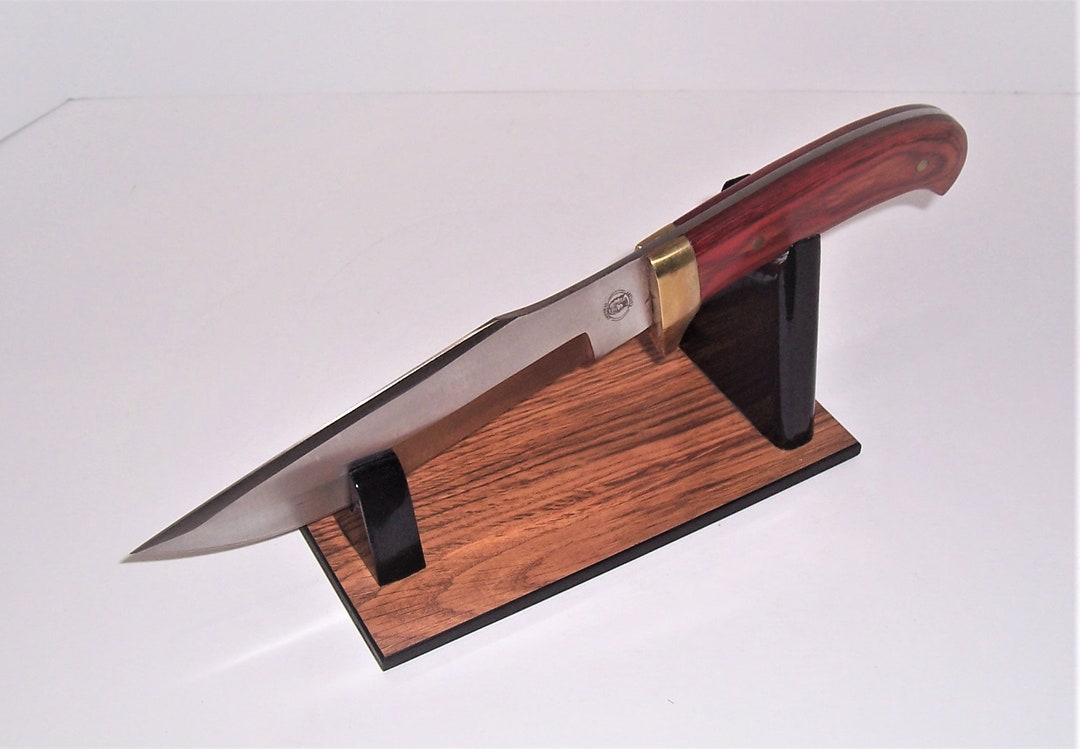 Large Fixed Blade Knife Display Stand Red Oak Melamine Woodgrain Base ...
