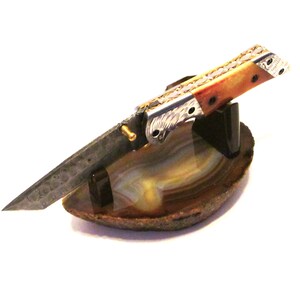 Pocket Knife Display Stand Gloss Thick Slice Brown Agate Stone Slab ...