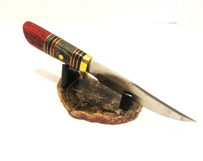 Large Fixed Blade Knife Display Stand - Multi-shade Petrified Wood ...