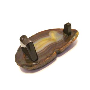 Pocket Knife Display Stand Gloss Thick Slice Brown Agate Stone Slab ...