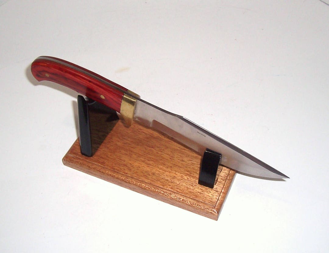 Large Fixed Blade Knife Display Stand Gloss Solid Mahogany Base, Gloss ...