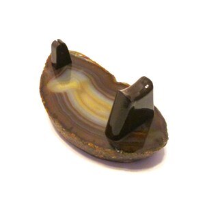 Pocket Knife Display Stand Gloss Thick Slice Brown Agate Stone Slab ...