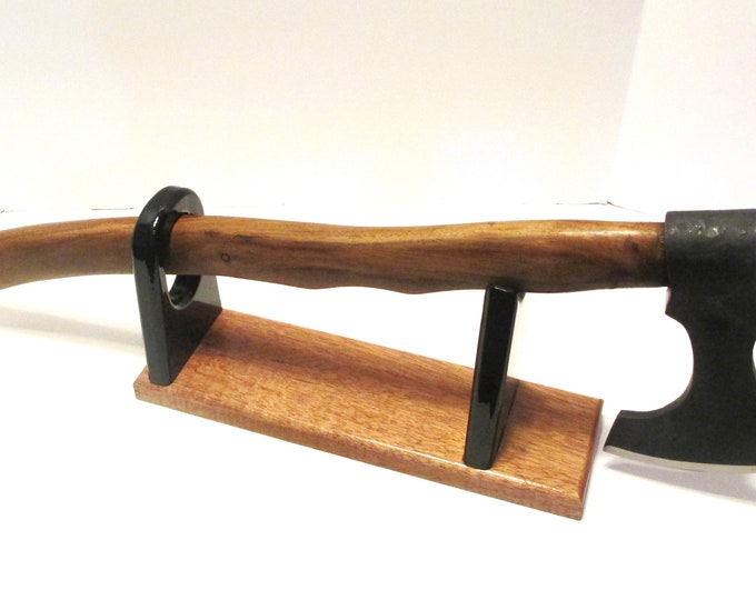 Battle Axe / Tomahawk / Hatchet Display Stand Solid Gloss Mahogany Base ...