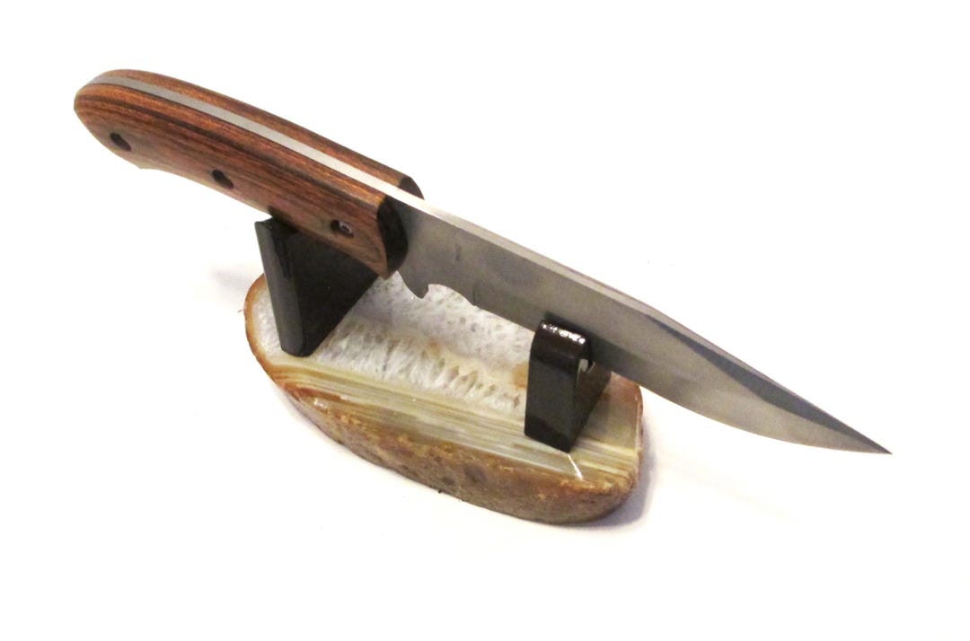 Pocket Knife Display Stand - Gloss Thick Slice Coffee-brown/white Agate ...