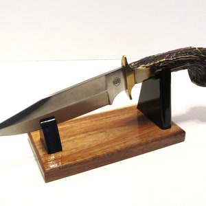 Large Fixed Blade Knife Display Stand Solid Multi-colored Mahogany Base ...