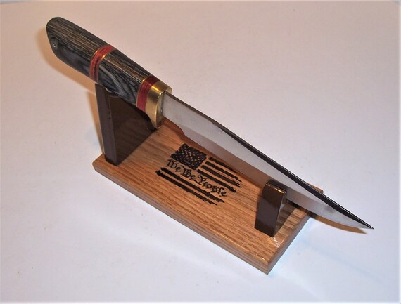 Large Fixed Blade Knife Display Stand Solid Clear Oak Base | Etsy