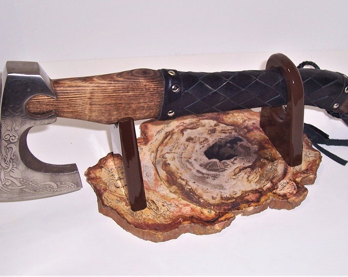 Battle Axe, Tomahawk, Hatchet Display Stand. Solid Stone Petrified Wood ...