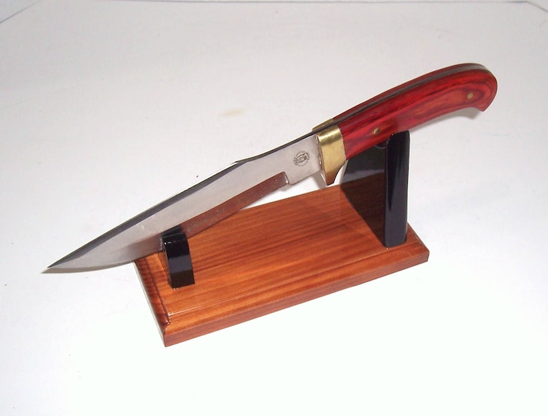 Large Fixed Blade Knife Display Stand Gloss Redwood Base | Etsy