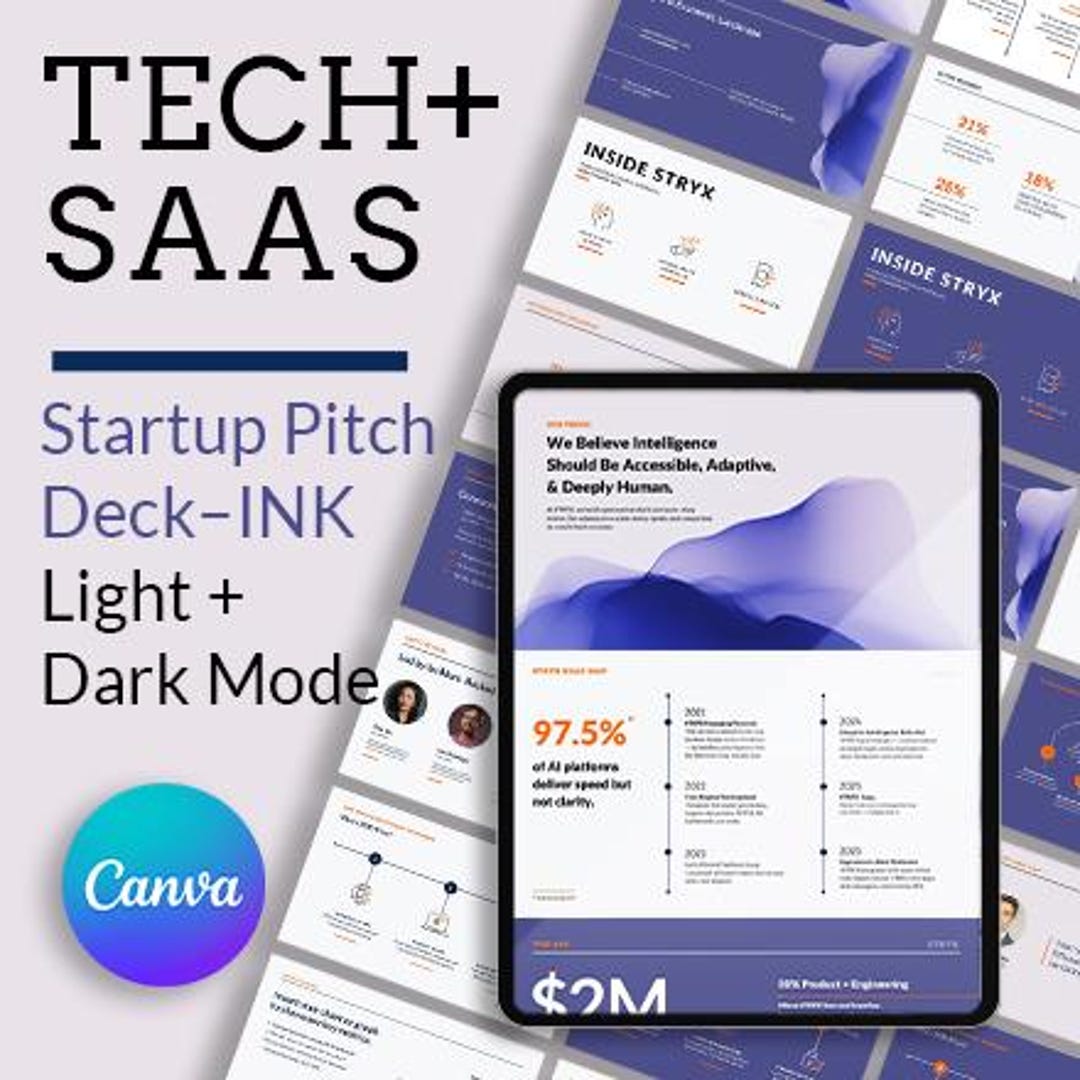 Tech + Saas Pitch Deck Template for Canva + Powerpoint | VILT Edition ...