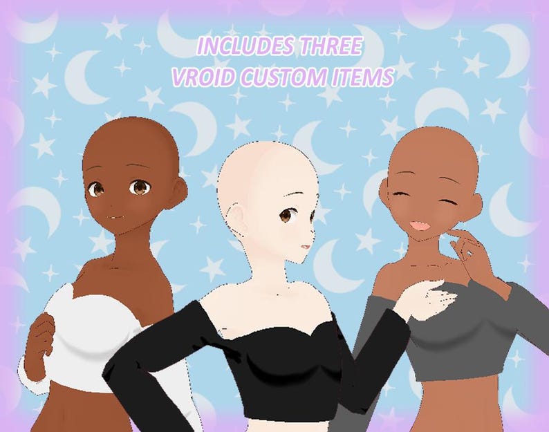 Vroid Shoulderless Crop Top | Vroid Shirt | 3D Vtuber Shoulderless Crop ...