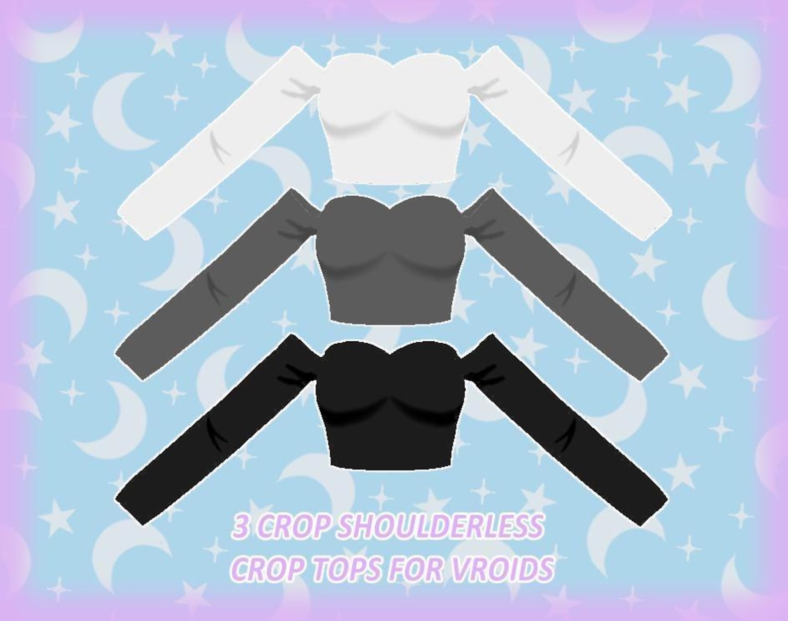 Vroid Shoulderless Crop Top | Vroid Shirt | 3D Vtuber Shoulderless Crop Top | 3D Vtuber Shirt - Etsy