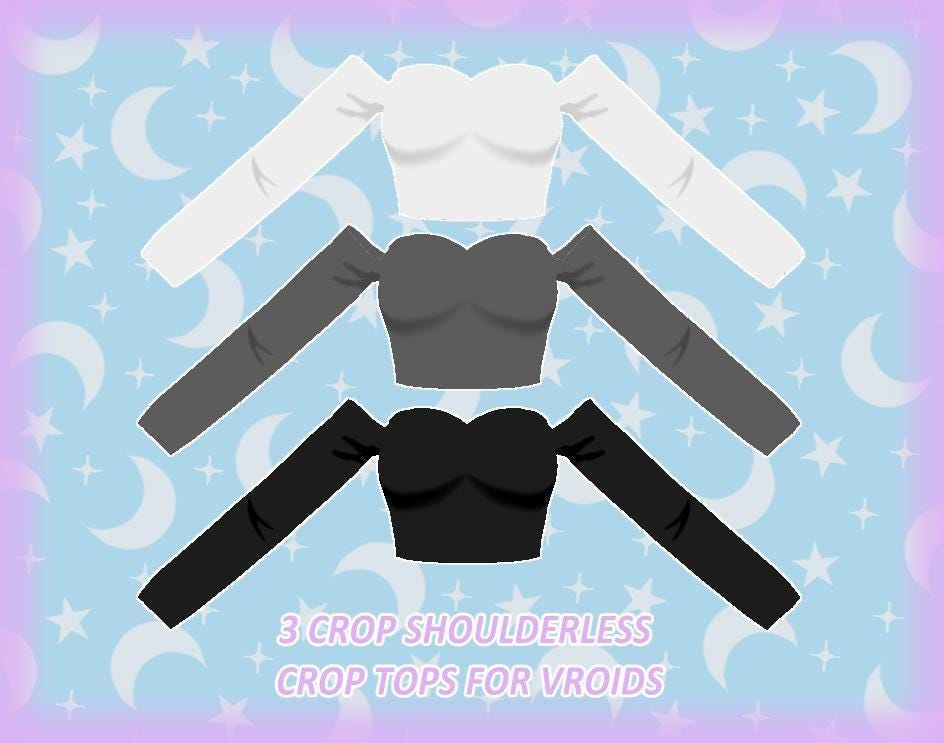 Vroid Shoulderless Crop Top | Vroid Shirt | 3D Vtuber Shoulderless Crop ...