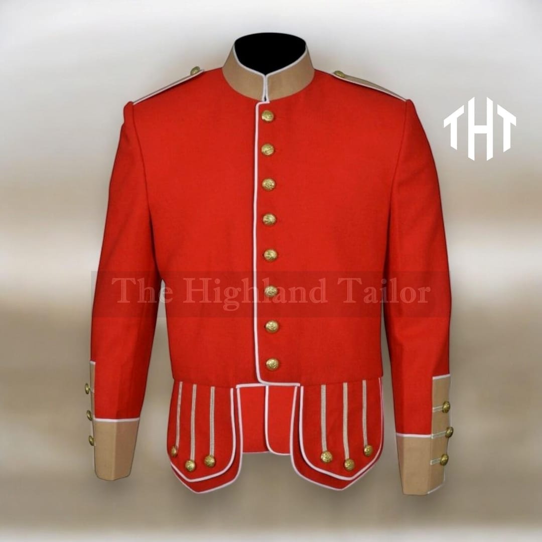 Handmade Scottish Red Piper Doublet Jacket: Highland Military Tunic - Etsy