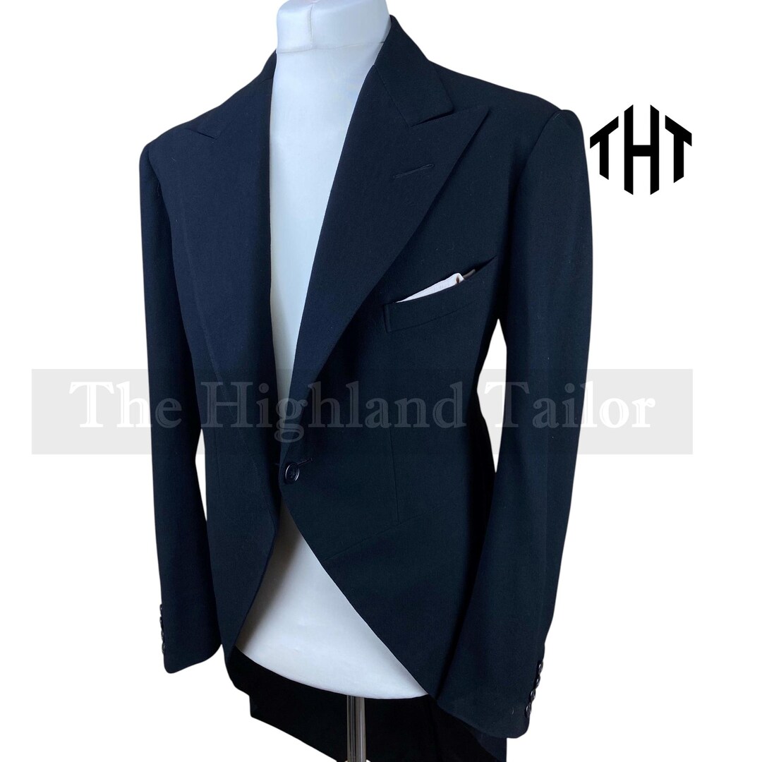 Vintage Wool Morning Tailcoat – 1930s-50s Black Formal Jacket - Etsy