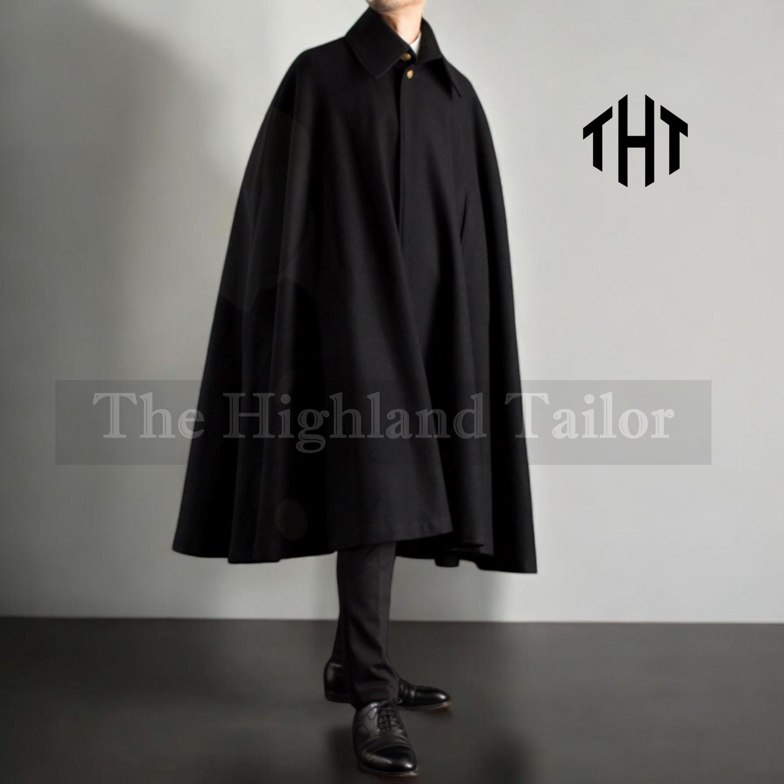 Wool Inverness Cape Victorian Long Cloak | Men’s Formal Wool Cape ...