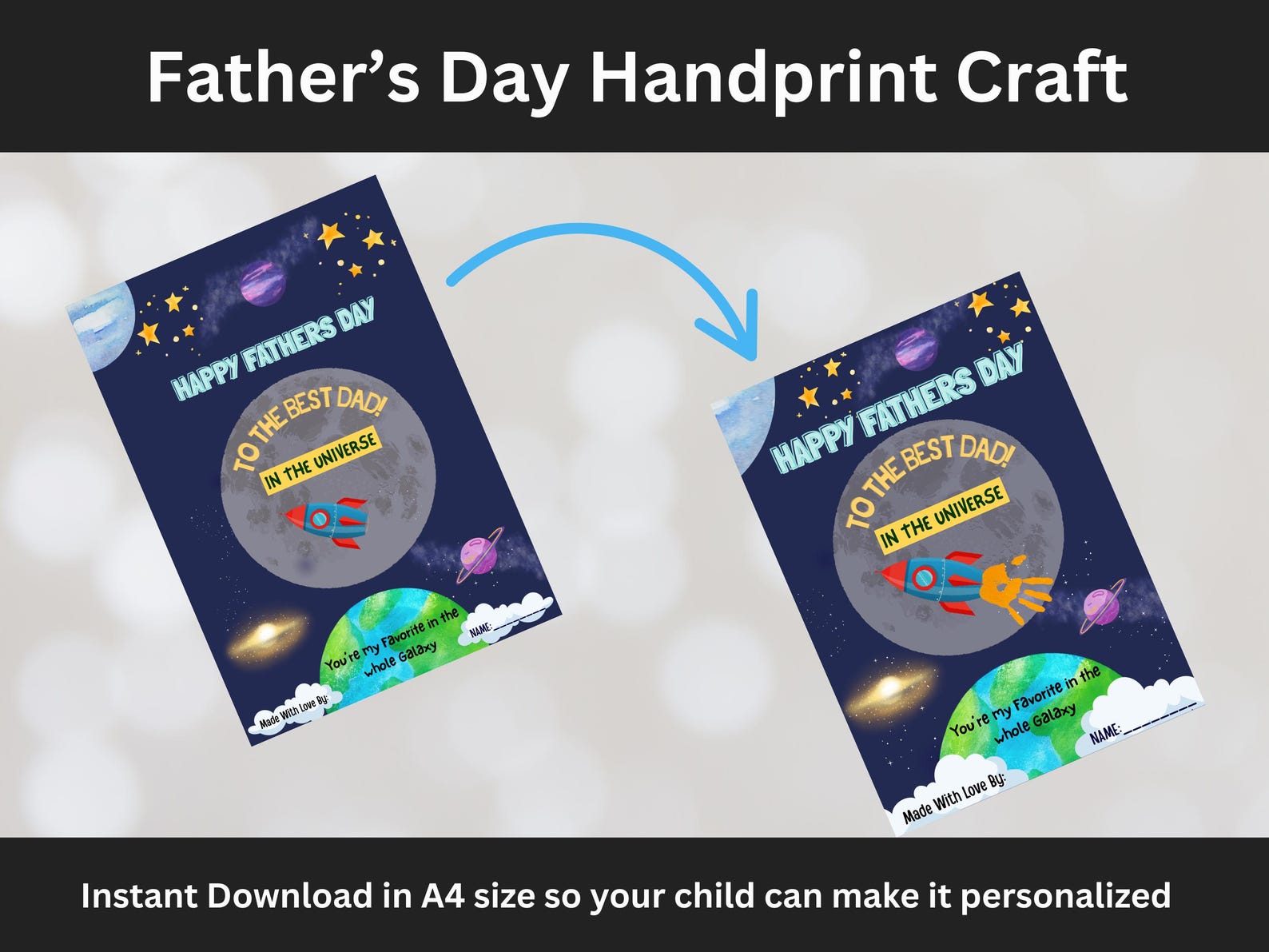 Fathers Day Card| Father's Day Handprint Craft | Fathers Day Handprint ...