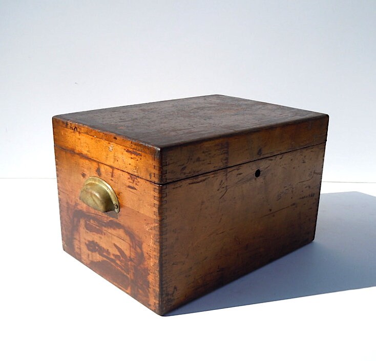 Antique Wood Box With Handles / Storage Organization / Distressed Wood ...