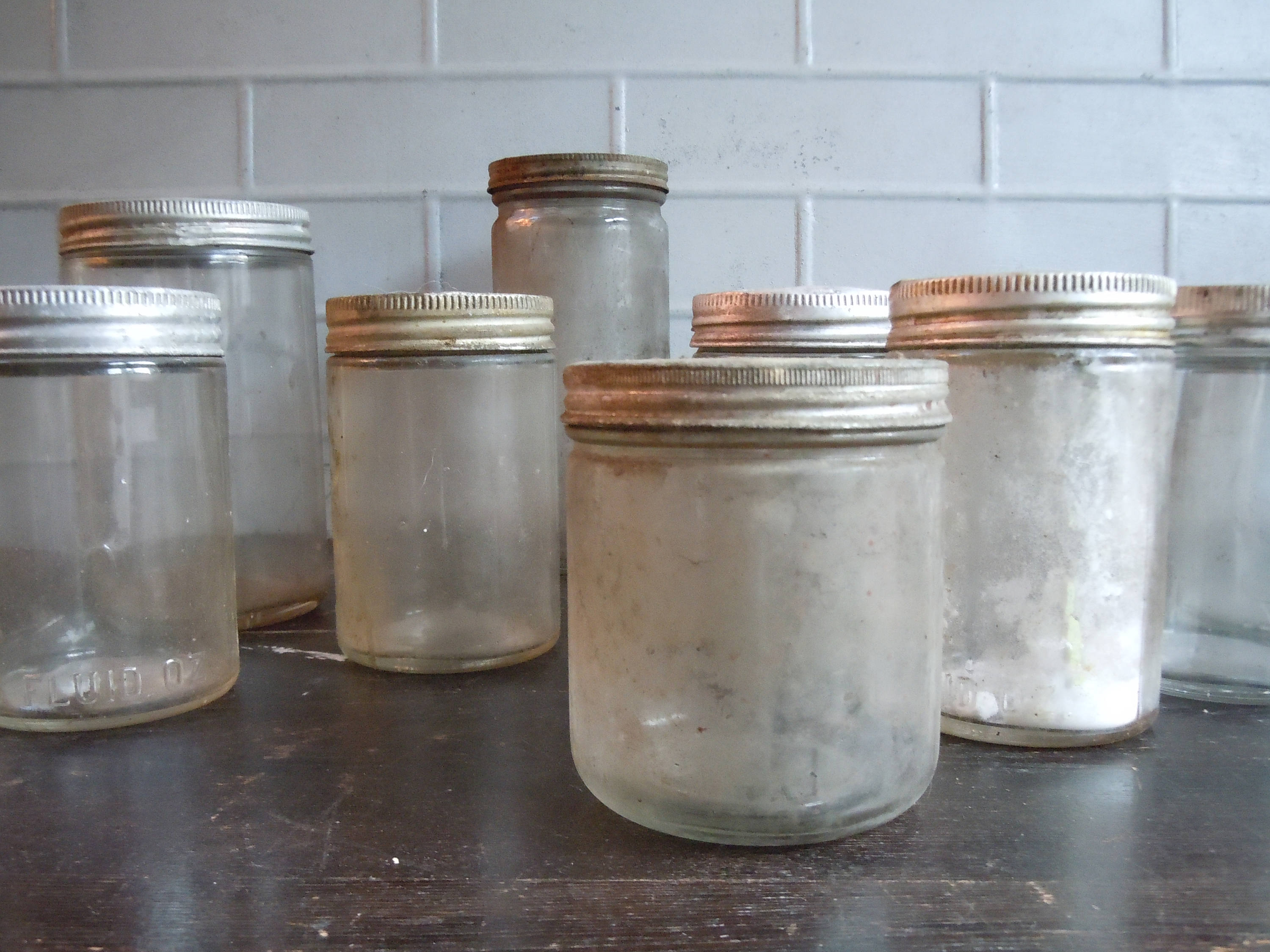 Vintage Glass Jars With Metal Screw Cap Lids / Set of 11 / AS FOUND Not ...