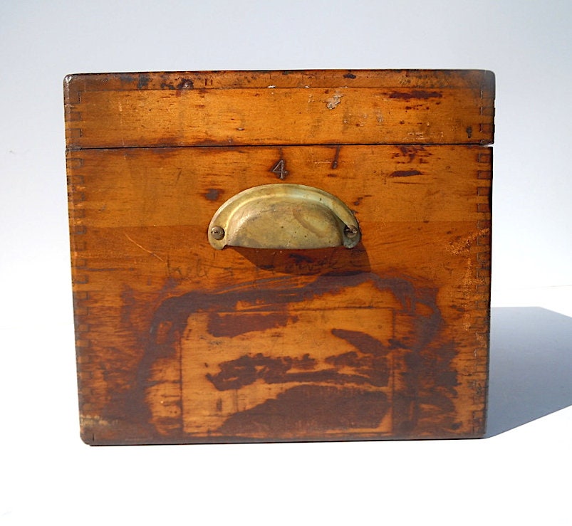 Antique Wood Box With Handles / Storage Organization / Distressed Wood ...