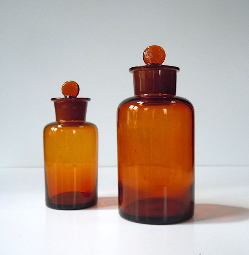 Antique Apothecary Bottles With Ground Glass Stoppers / Storage ...