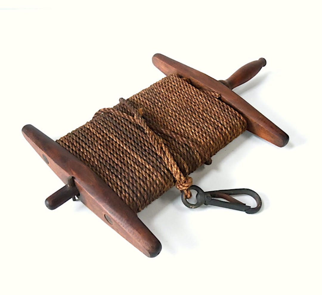 Antique Rope Winder Holder / Wood and Rope / Primitive Collectible ...