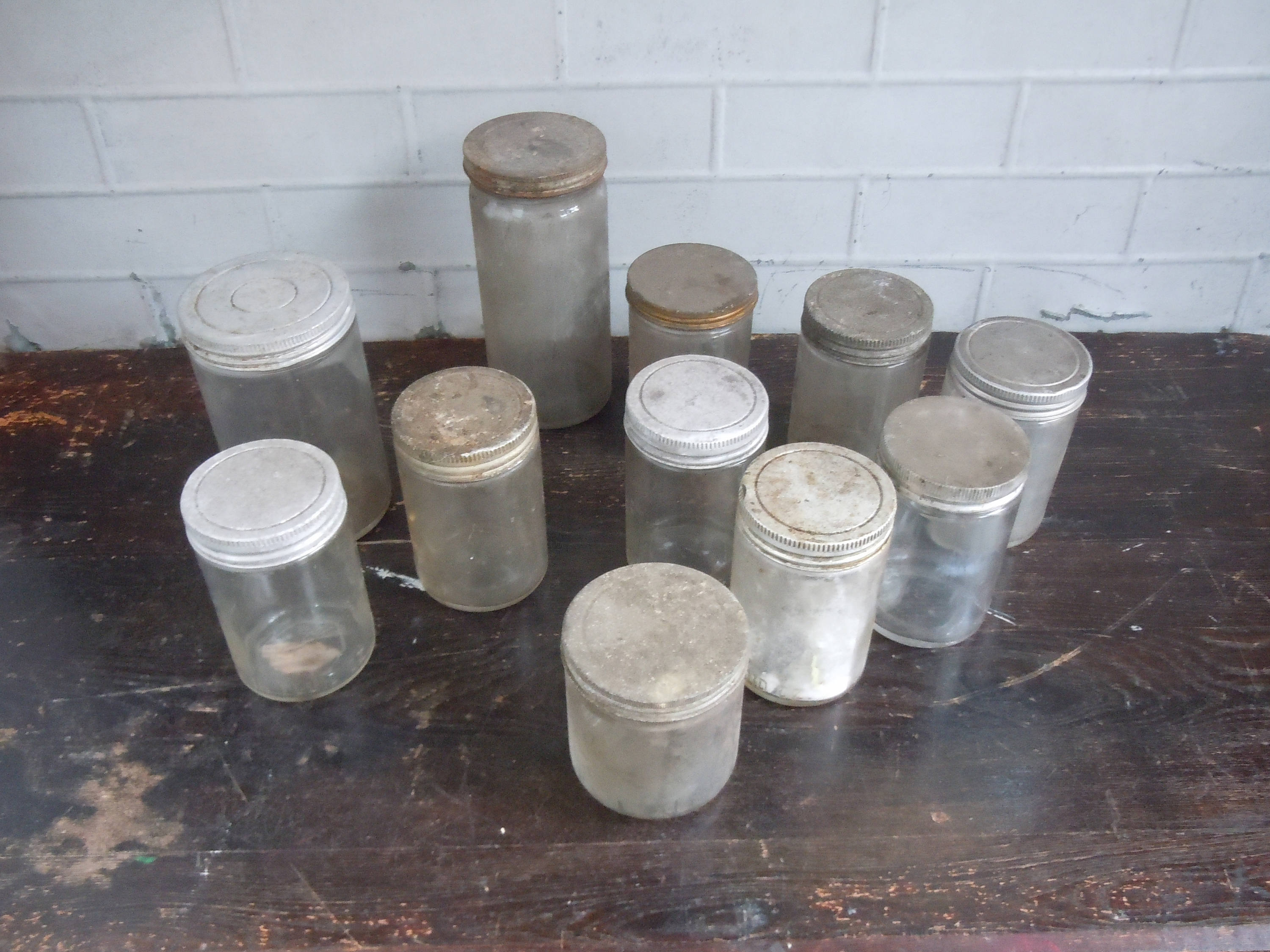 Vintage Glass Jars With Metal Screw Cap Lids / Set of 11 / AS FOUND Not ...