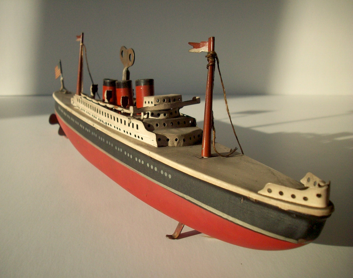Vintage Metal Clockwork Toy Boat Ship Oceanliner Steamer / | Etsy