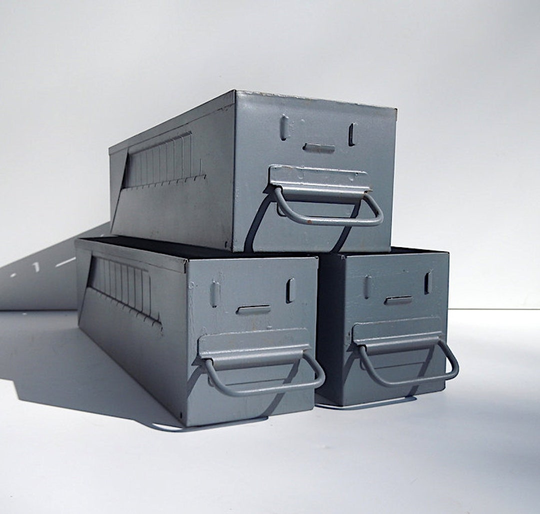 Vintage Industrial Metal Drawers / Set of 3 / Storage Organization ...