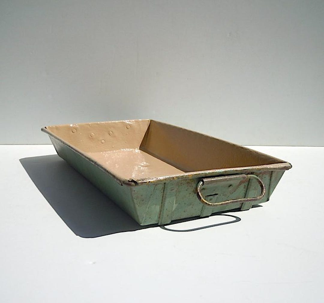 Vintage Industrial Metal Tray With Handles / Home Decor / Storage ...