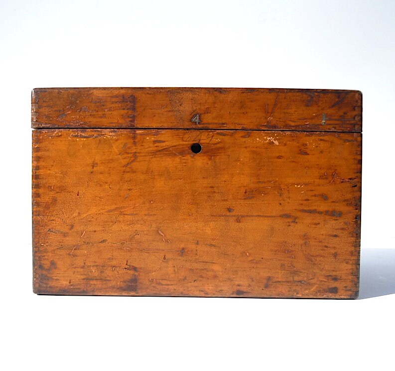 Antique Wood Box With Handles / Storage Organization / Distressed Wood ...