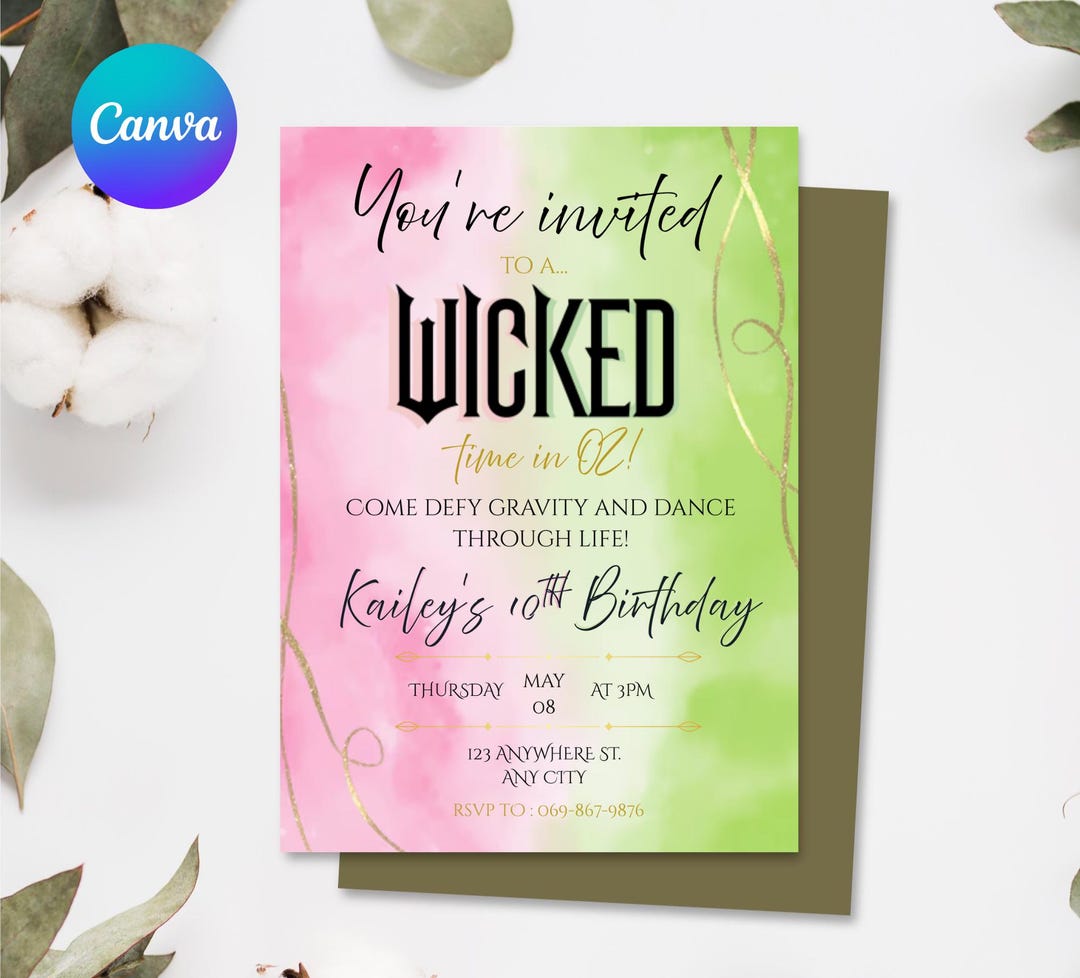 Wicked Party Invitation | Witch Birthday Invitation | Wizard of Oz ...