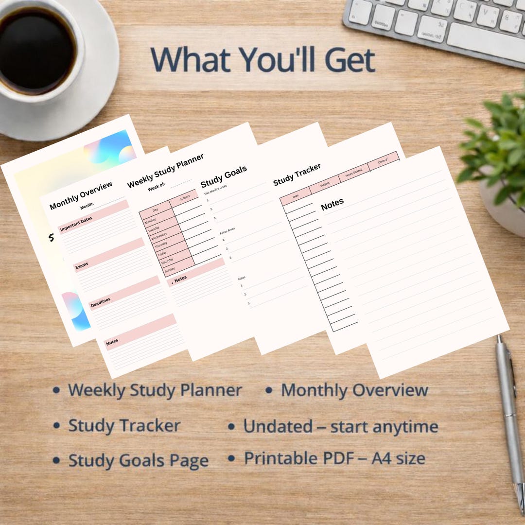 Student Study Planner Printable – Weekly & Monthly Overview, Goals ...