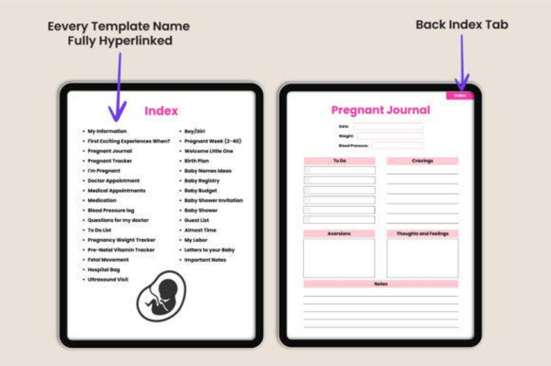 Digital Pregnancy Journal: Printable Bump Tracker & Baby Memory Book ...