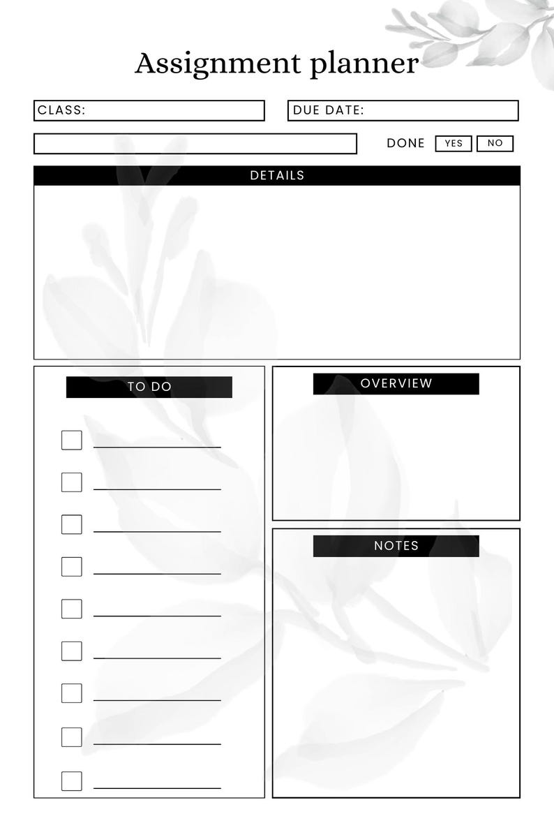 Assignment Planner | Printable Student Homework Organizer | Academic ...