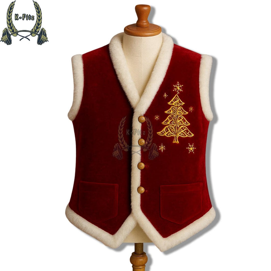 Velvet Santa Vest, Faux Fur Trim, Holiday Costume - Etsy